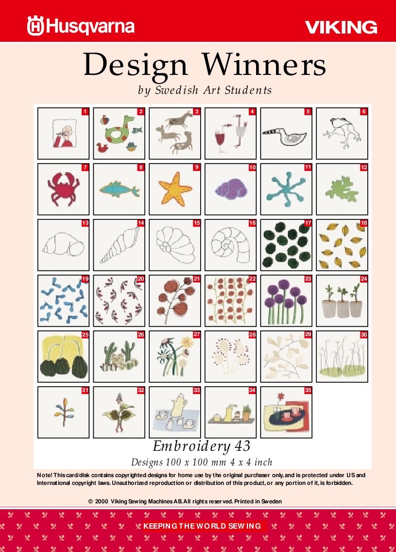 VIKING CARD #043 WINNING DESIGNS - Stony Brook Sew & Vac: Sewing Shop ...