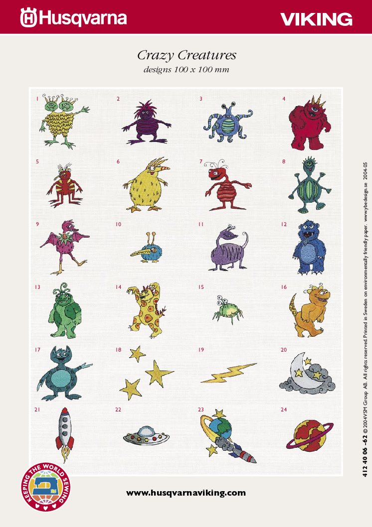 VIKING CARD #062 CRAZY CREATURES - Stony Brook Sew & Vac: Sewing Shop ...
